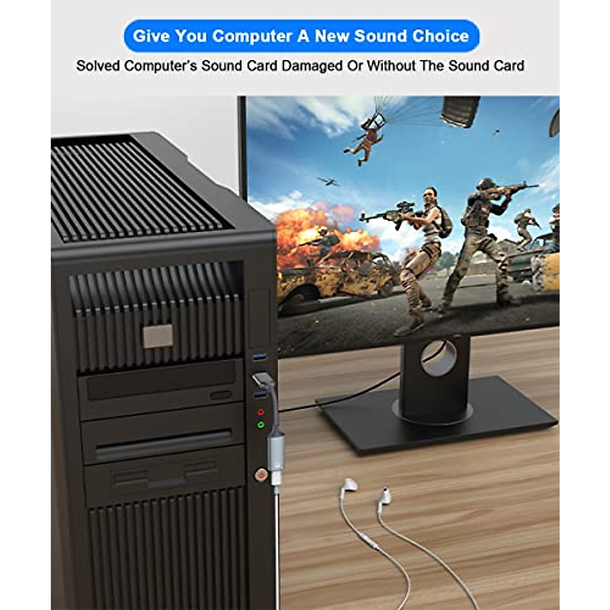 USB A to Lightning Audio Adapter Cable USB 3.0 Male to Lightning Female HiFi Audio Headphones Converter Fit with USB A MacBook Computer PC Support Volume Control Mic Nylon Braided