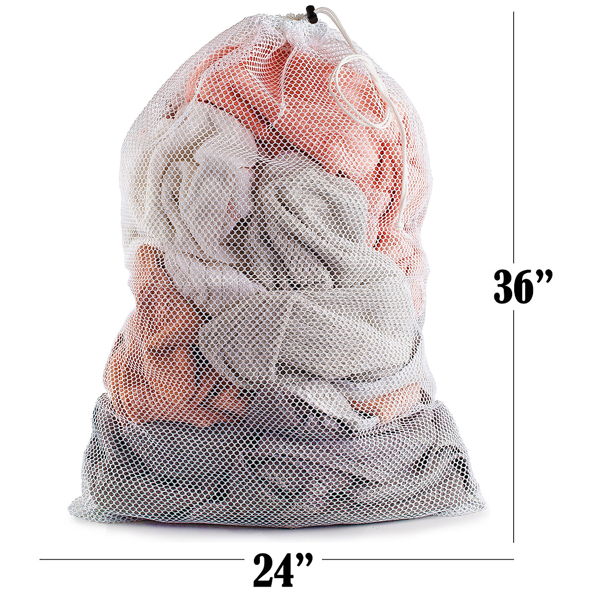Handy Laundry Commercial Mesh Bag - Sturdy Material with Drawstring Closure. Ideal Machine Washable Mesh Laundry Bag for Factories, College, Dorm and Apartment Dwellers. (24" x 36" | White | 2-Pack)