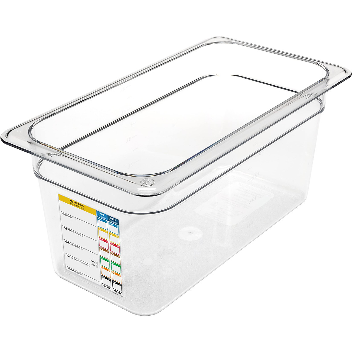 Carlisle FoodService Products Storplus Permalabel Food Storage Container Food Pan with Integrated Label for Kitchen and Restaurant, Polycarbonate, 1/3 Size 6 Inches Deep, Clear - (Pack of 6)
