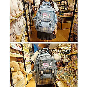 Kawaii Backpack for Girls Boys, Cute Backpack Kawaii School Supplies Purse Aesthetic Bookbag for Hiking Travel School Bag (Blue)