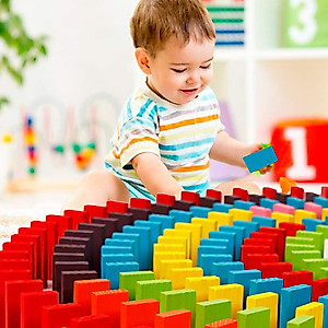 Oopsu 480 PCS Colorful Wooden Domino Blocks,Domino Blocks Racing Toy Game Racing for Birthday Party