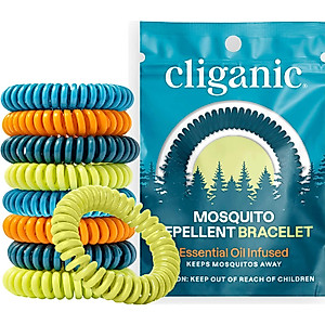 Cliganic 10 Pack Mosquito Repellent Bracelets, DEET-Free Bands, Individually Wrapped