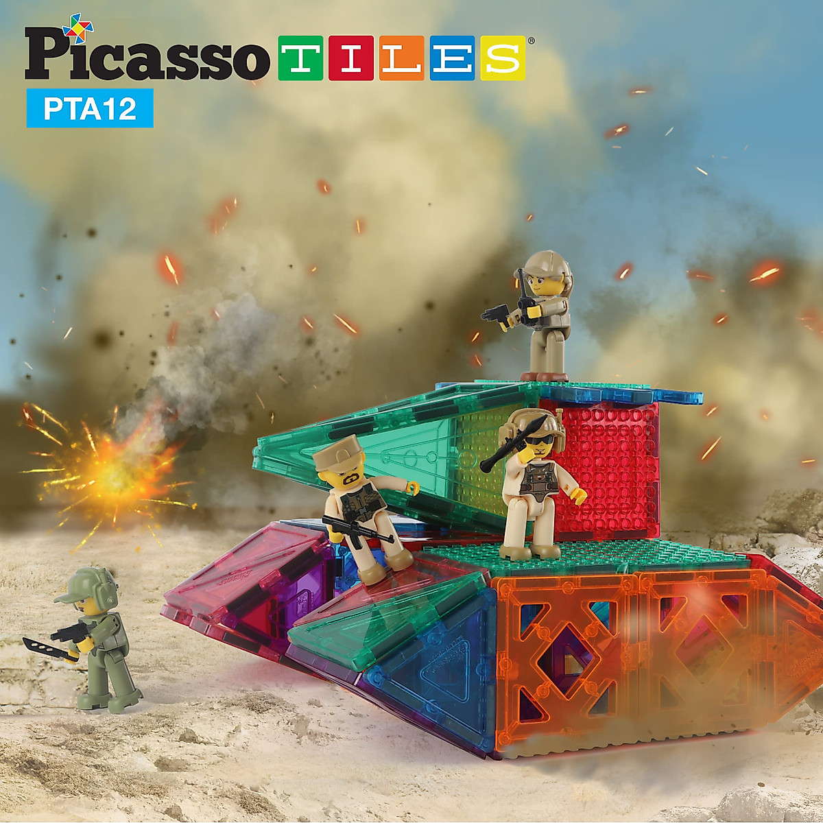 Picasso Toys Magnetic Action Figures Character Law Enforcement for Construction Building Block Tiles Toy Set Magnet Expansion Variety Pack Educational STEM Learning Kit Pretend Playset PTA12