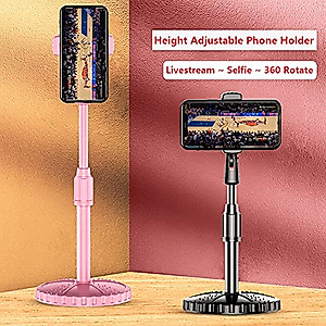 Phone Holder for Desk,Angle Height Adjustable 360 Rotation Cell Phone Stand(Black)