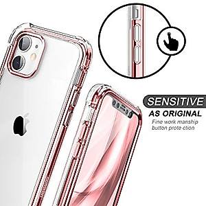SURITCH Clear Case for iPhone 12 Mini (Only) 5.4-inch, [Built in Screen Protector] Full Body Protective Shockproof Bumper Rugged Phone Cover for iPhone 12 Mini -(Rose Gold)