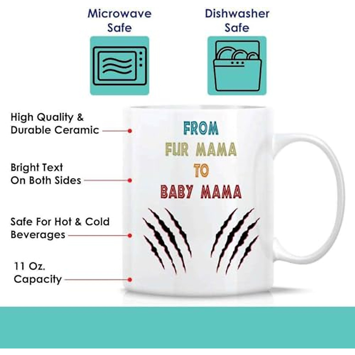 Personalized Baby Gift Ideas for Parents - for Showers & Birthdays - Navy Multicolor Unisex Sweat, 11 Oz White Ceramic Coffee Mug