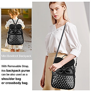 Voikukka Black Mini Backpacks for Girls Small Backpack Purse Leather Cute Kids Travel Toys Gift Mouse Backpack for Little Girls Childrens Crossbody Bag Toddler Girl Backpacks