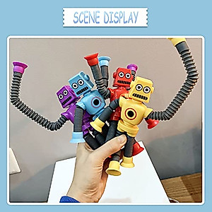 Pop Tubes Robot Toy-Fidget Toy for Boys & Girls,Stress Relief Ensory Toys for Autistic Children,Robot Fidget Toys,Party Favors for Kids 4-8（2Pcs）