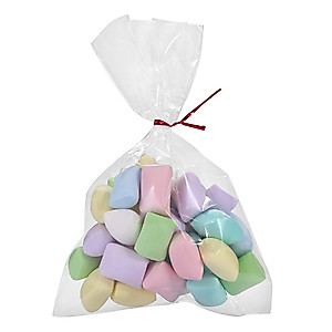 200 Clear Treat Bags 6x9 with 4" Twist Ties 6 Mix Colors - Thick OPP Plastic Cello Bags for Wedding Cookie Birthday Cake Pops Gift Candy Buffet Supplies (6'' x 9'')
