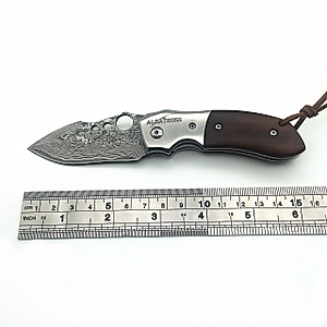 ALBATROSS HGDK007 EDC Sharp Damascus Folding Pocket Knife with Liner Lock-Cote D'Ivoire Sandalwood Handle,Gifts/Collections