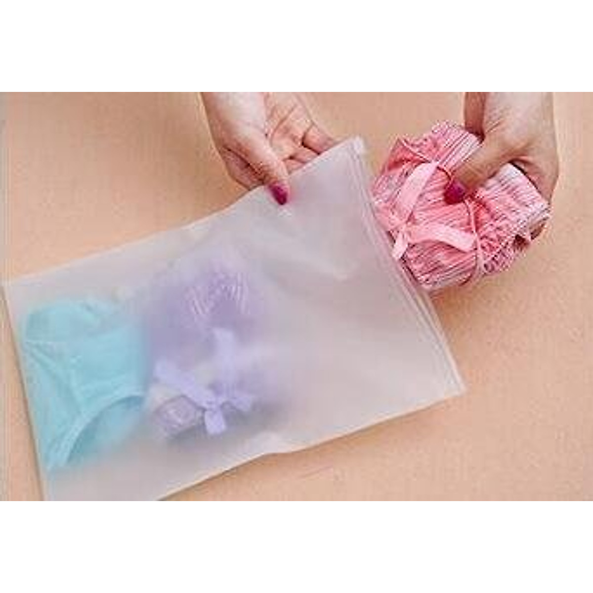 erioctry Waterproof Plastic Pouch Bag Organizer Packaging Bags Travel Storage Bag Luggage Shoes Cloth Suit Makeup Packing Pouch Bag Organizer Zip Seal Space Saving Bags (6-Pack of Different Sizes)