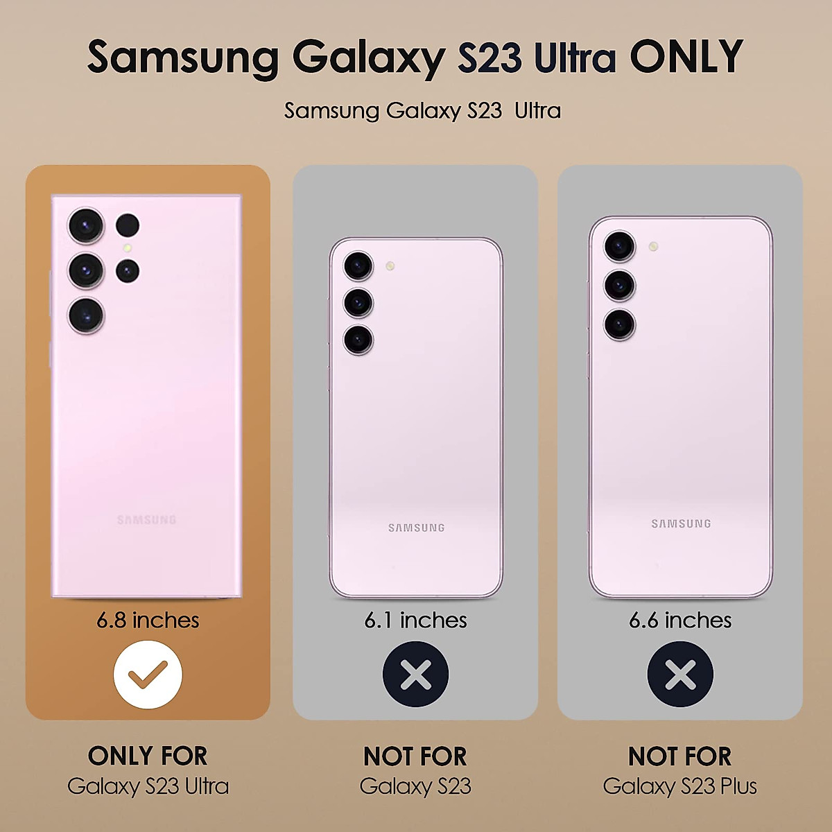 Chvelop Case for Samsung Galaxy S23 Ultra 5G with Slide Camera Cover, [Military Grade Drop Protection] Shockproof Protective Phone Case for Galaxy S23 Ultra 6.8 Inch-Brown/Golden