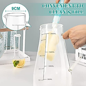 Glass Pitcher with Lid - HIHUOS 68oz Water Pitcher with Precise Scale Line - Easy Clean Heat Resistant Iced Tea Pitcher - Borosilicate Glass Carafe with Free Brush - Premium Gift Box