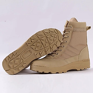 QMFUR Men’s Military Boots Outdoor Hiking Boots Work Boots Tactical Boots Durable Combat Boots Army Boots (Tan, 11, numeric_11)