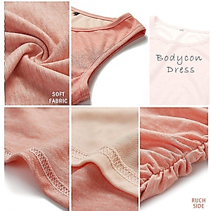 BTFBM Women 2024 Summer Sleeveless Tank Dresses Crew Neck Slim Fit Short Casual Ruched Bodycon Party Club Mini Dress(Dark Green 2, Medium)