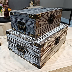 Wooden box, handicraft storage box, suitable for art hobby and family storage, handmade wooden box, commemorative gift jewelry box, collection box (10.62 * 7.51 * 4.33inch, Retro grey)