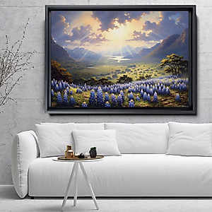 Enchanting Texas, Native Texas Hill Country Bluebonnet Landscape - Fine Art Print Mounted in a White Mat Board
