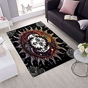 AVEEWA Mushroom Skull Sun Moon Area Rugs 3D Digital Print Carpet Living Room Bedroom Sofa Mat Door Mat Home Decoration