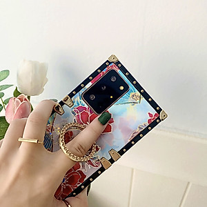 TYOROY Square Case for Galaxy Note 20 Ultra,Luxury Elegant Women Girls Classic Retro Soft TPU Case with Kickstand for Samsung Galaxy Note 20 Ultra 5G 6.9 inch (Butterfly Flower Rose)