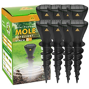 Solar Powered Mole Repellent For Lawns, Screw Shaped Snake Repellent Simulates Low Frequency Seismic Waves for Effective Pest Control, Drive Away Snakes Gophers Moles Voles And Other Underground Pests