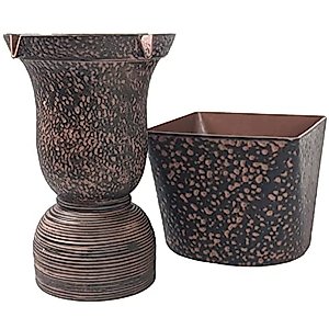 Bernini Veloce 4-in-1 Instant Water Fountain with Planter Turns Any Water Container Into A Decorative Fountain, Flippable Cordless Water Fountains for Soothing Sounds Indoor or Outdoor (Brownstone)