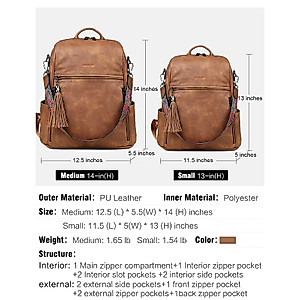 FADEON Leather Backpack Purse for Women Designer Ladies Shoulder Book Bag Fashion PU Convertible Travel Backpack Purses and Shoulder strap