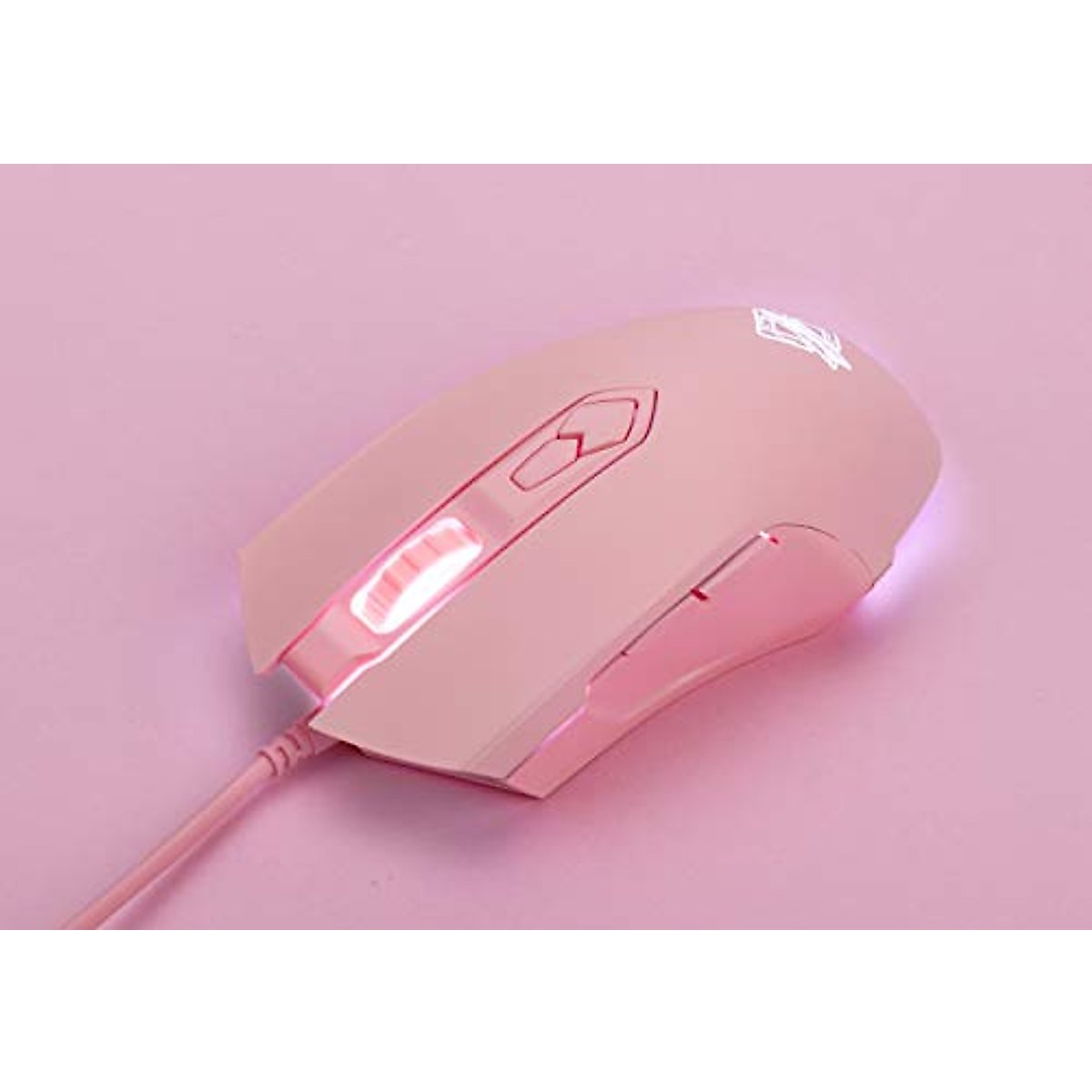FIRSTBLOOD ONLY GAME. AJ52 Watcher RGB Gaming Mouse, Programmable 7 Buttons, Ergonomic LED Backlit USB Gamer Mice Computer Laptop PC, for Windows Mac OS Linux, Pink