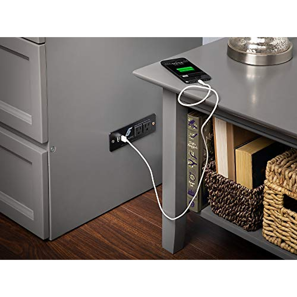 AFI Deerfield Murphy Bed Chest with Charging Station, Queen, Grey