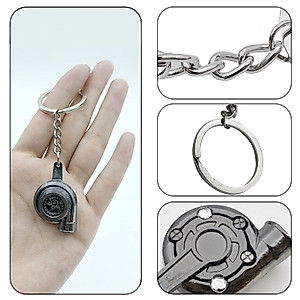Turbo Turbocharger Keychain- Key Chain Ring Spinning TurboTurbocharger Keychain Compressor Key Chain Ring Keyring Keyfob(Gunblack)