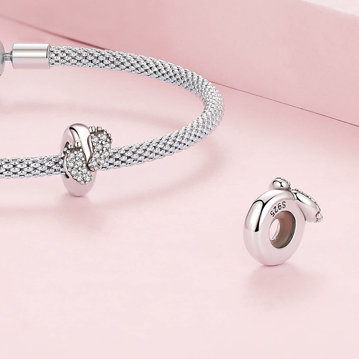 Baby Foot Charm 925 Sterling Silver Charm Fits For Pandora Bracelet Necklace