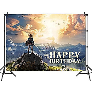 Cartoon Movie The Legend of Zelda Theme Happy Birthday Photography Background for Kids Birthday Portrait Baby Shower Decoration Cake Table Banner Photo Backdrops 5x3ft