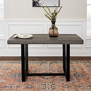 Walker Edison Andre Modern Solid Wood Dining Table, 52 Inch, Grey