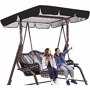 Outdoor Swing Canopy Replacement,Waterproof Outdoor Patio Swing Canopy Blocking Sunshade for Swing Cover Patio Hammock Cover Top Garden-Only Canopy Cover