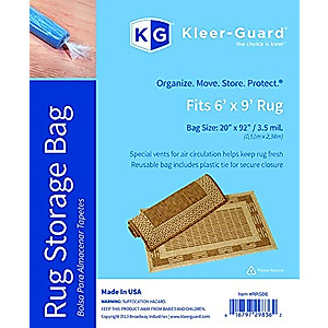 Kleer-Guard 6'x9' Rug Bag W/Plastic Tie for Secure Closure. 20”x92”, 4.5 MIL. for Temporary Moving or Storage