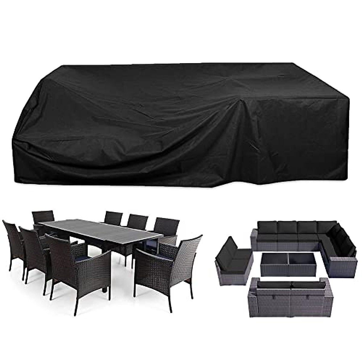 Patio Furniture Sectional Set Covers Large Waterproof Outdoor Furniture Set Covers Loveseat Set Covers Rectangle Heavy Duty 90 inch L x 64 inch W x 28 inch H