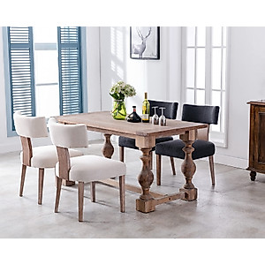 CIMOTA Upholstered Dining Chairs, Kitchen and Dining Room Chairs, Mid Century Modern Linen Farmhouse Armless Side Chair with Wood Frame and Curved Backrest (Set of 4, Linen-Beige)