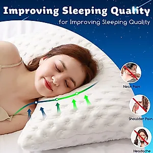 KUCEY Cooling Side Sleeper Pillow for Neck and Shoulder Pain, Luxury Shredded Memory Foam Curved Bed Pillows for Sleeping Set of 2- Adjustable Queen Size- Washable Cover Crescent White