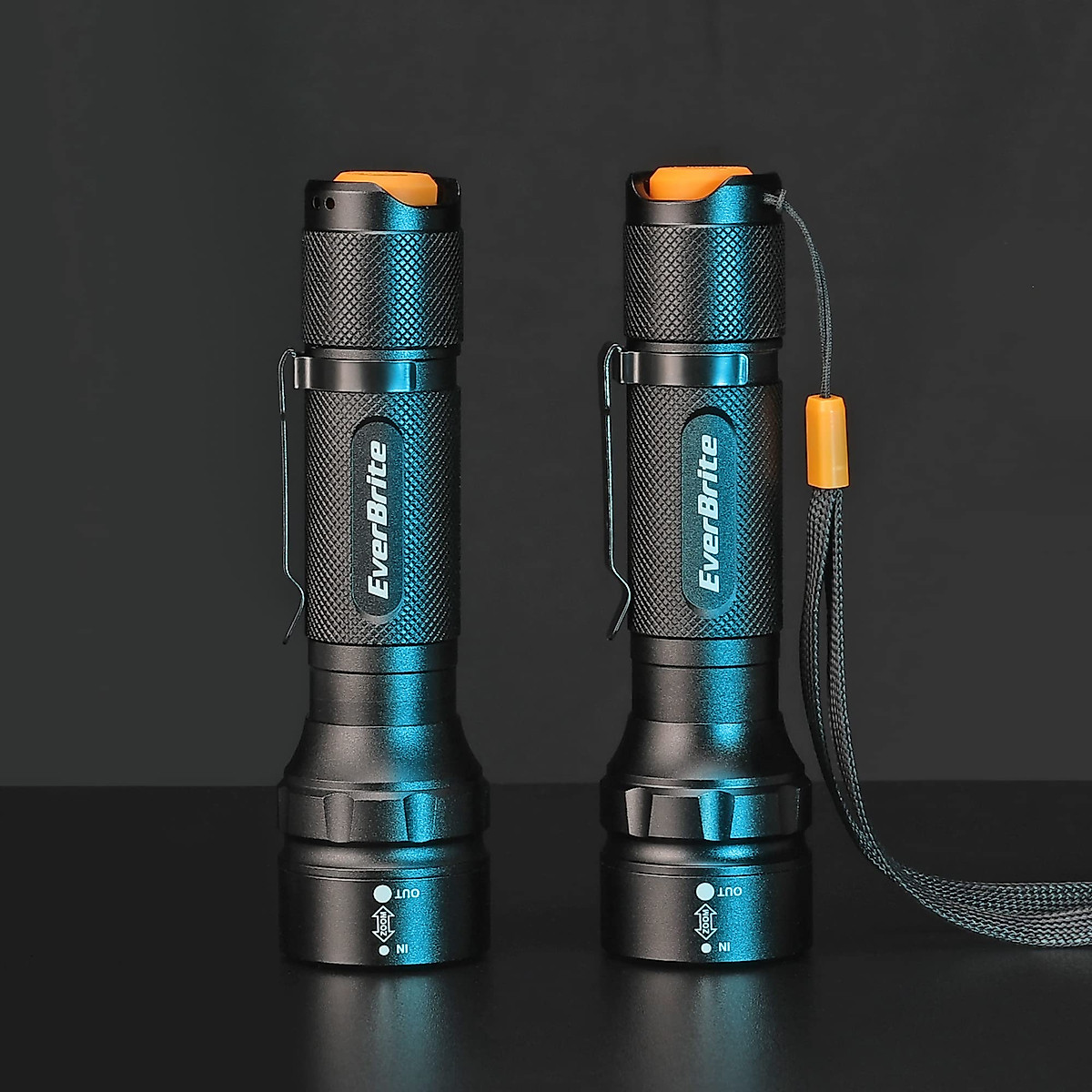EverBrite 2-Pack 150 Lumens Super Small Mini LED Flashlight, Zoomable Flashlight with Lanyard&Clip, 3 Modes, IPX4 Waterproof, for Camping Hiking, Emergency, EDC, Survival Use, 2 AA Batteries Included