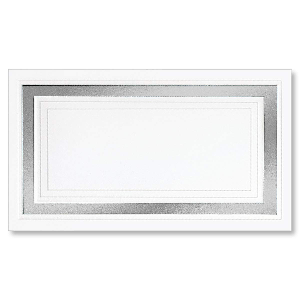 White 65lb Cover Stock Place Cards, Silver Foil Border, Micro-Perforated, 2" x 3 1/2", 200/box, Laser and Inkjet Compatible