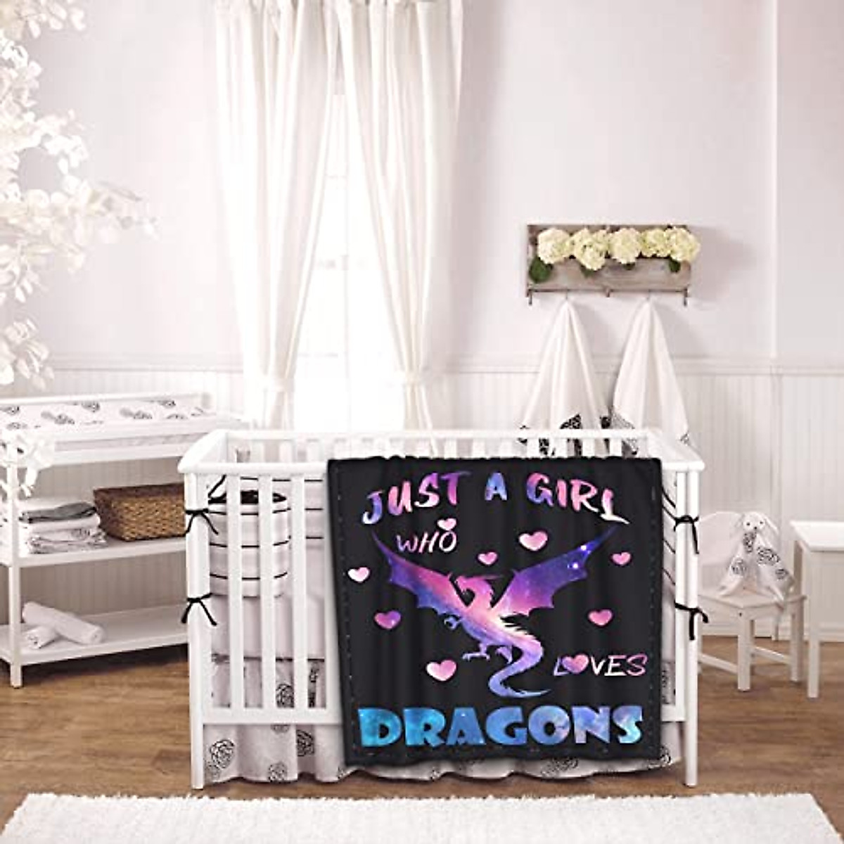 Just A Girl Who Loves Dragons Blanket Flannel Fleece Throw Blanket Microfiber Lightweight Soft Cozy for Couch Sofa Bed All Season Personalized Gift to Girls Women 40"x30" for Pets
