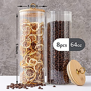 Facilfeliz 3 Pack Glass Food Storage Jars, 64 oz Glass Food Storage Containers with Airtight Bamboo Lids, Pantry Organization Jar for Spice, Flour & Sugar Container, Canister Set for Kitchen Counter
