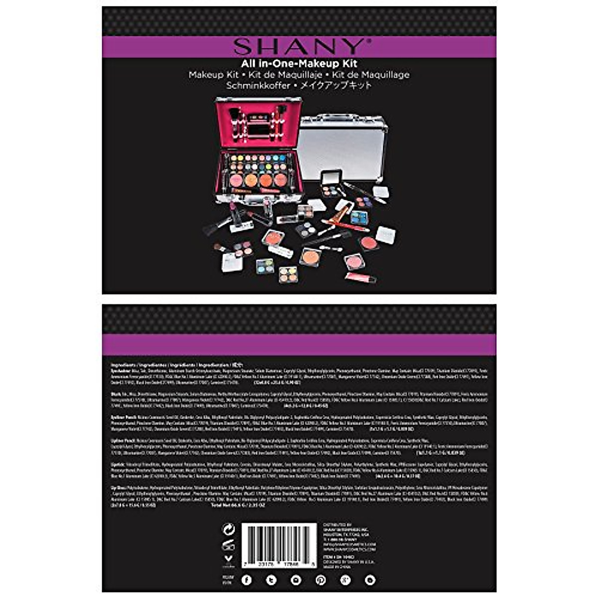 SHANY Carry All Makeup Train Case with Pro Teen Makeup Set, Makeup Brushes, Lipsticks, Eye Shadows, Blushes, and more - Silver