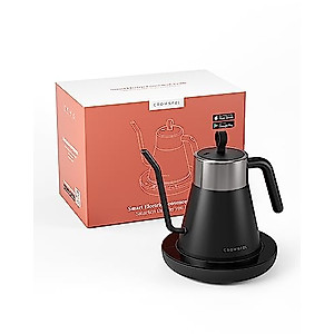 CROWNFUL Smart Electric Gooseneck Kettle with 4 Variable Presets, ±1℉ Temperature Control, 0.8L Capacity, 1200W Quick Heating, 100% Stainless Steel, Pour Over Coffee Kettle, Alexa Control