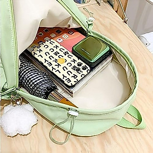 MadGrandeur Aesthetic Backpacks for Girls Kawaii Backpack School Backpack Cute Bookbag Plain Preppy Bag Casual (Beige)