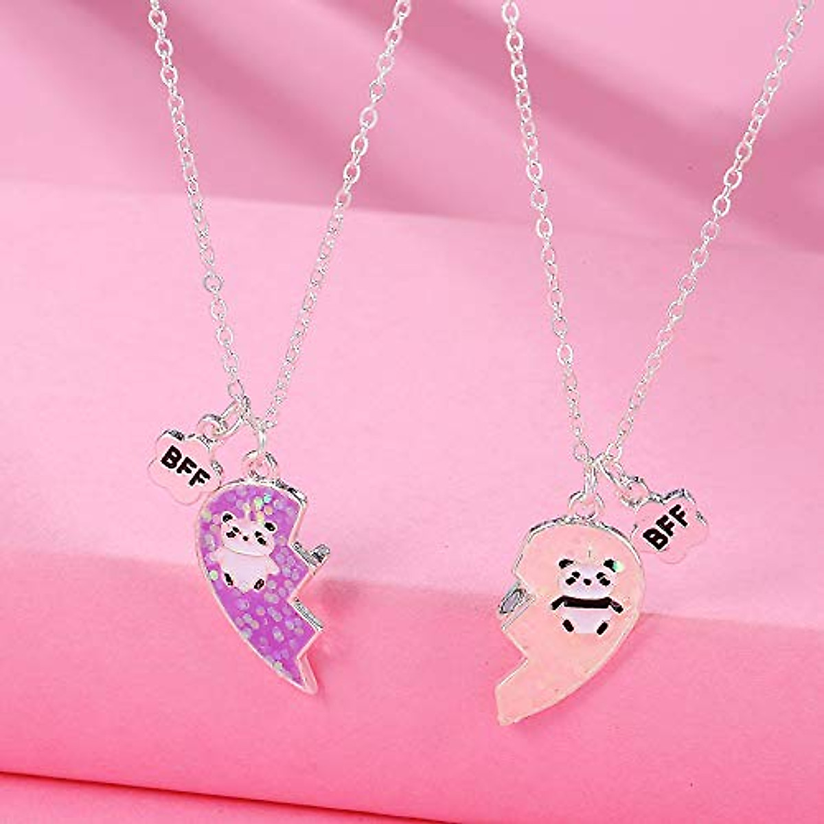 COLORFUL BLING 2Pcs/Set Best Friends Broken Heart Puzzle Rainbow Koala Pendant Necklace Best Friends Forever BFF Friendship Jewelry for Women Girls Teens-D panda