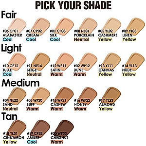 FOCALLURE PerfectBase Lasting Poreless Liquid Foundation, Medium to Full Coverage with Matte Finish, Covers Blemishes & Under-Eye Circles for All Skin Types, YL02 Cashmere