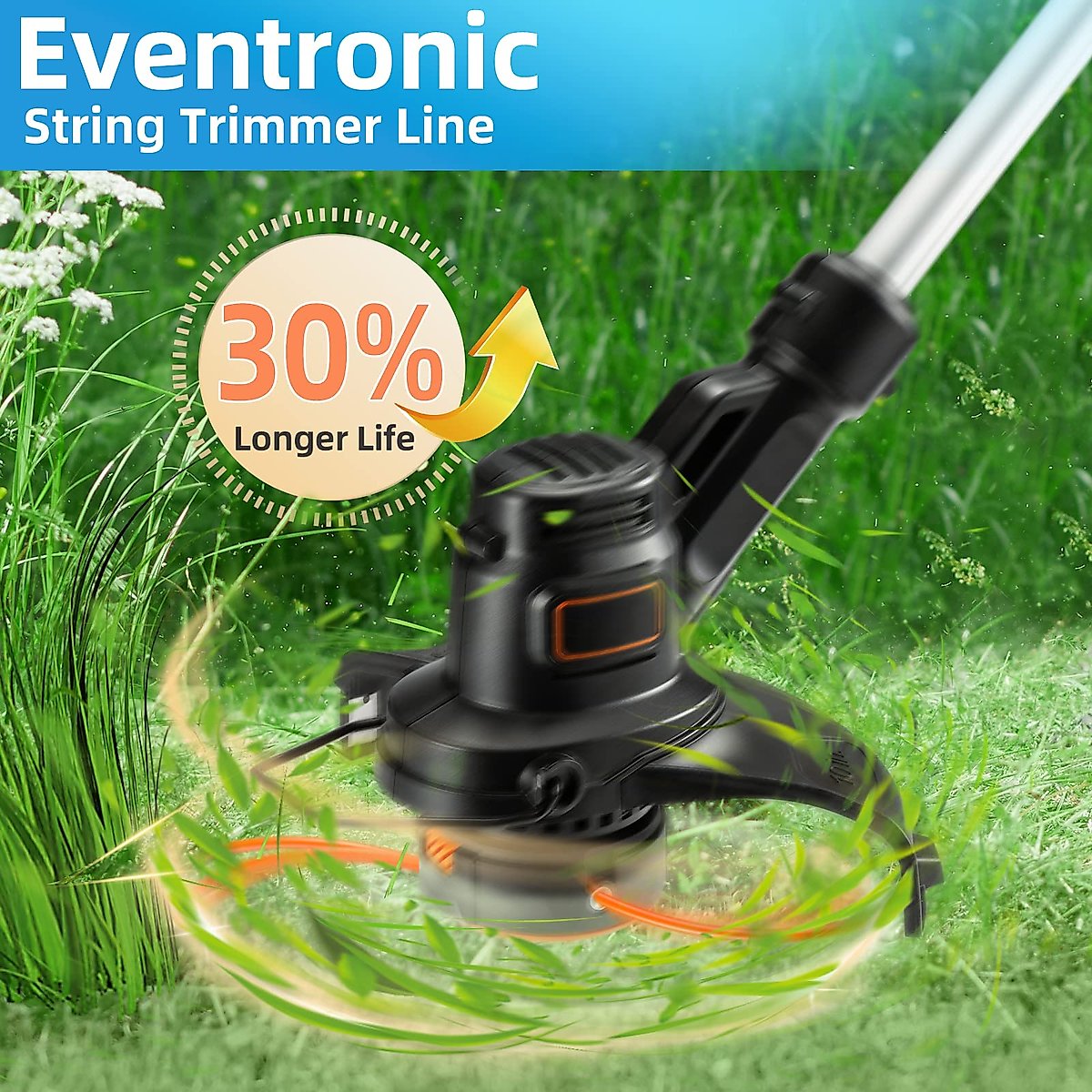 Weed Eater String, Eventronic 065 Trimmer Line of 580-Feet, Trimmer Line for Universal Replacement, Round Weed Wacker String Fits Medium& Heavy Grass&Weeds, String Trimmer Line of Orange Premium Nylon