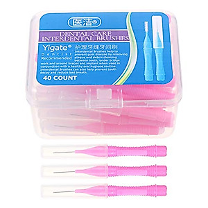 40pcs Interdental Picks Dental Brush Picks Dental Floss Interdental Cleaners 0.7mm Pink Floss Picks,Floss for Braces