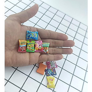 Nuanmu Miniature Drink Bottles Snacks Food Cake Dollhouse Decorations Pretend Play Kitchen Game Party Toys (Snack 10pcs)