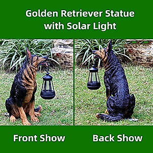 Garden Dog Statues, Outdoor Dog Decor with Solar Lights, Solar Dog Ornaments, for Patio, Lawn, Yard,German Shepherd